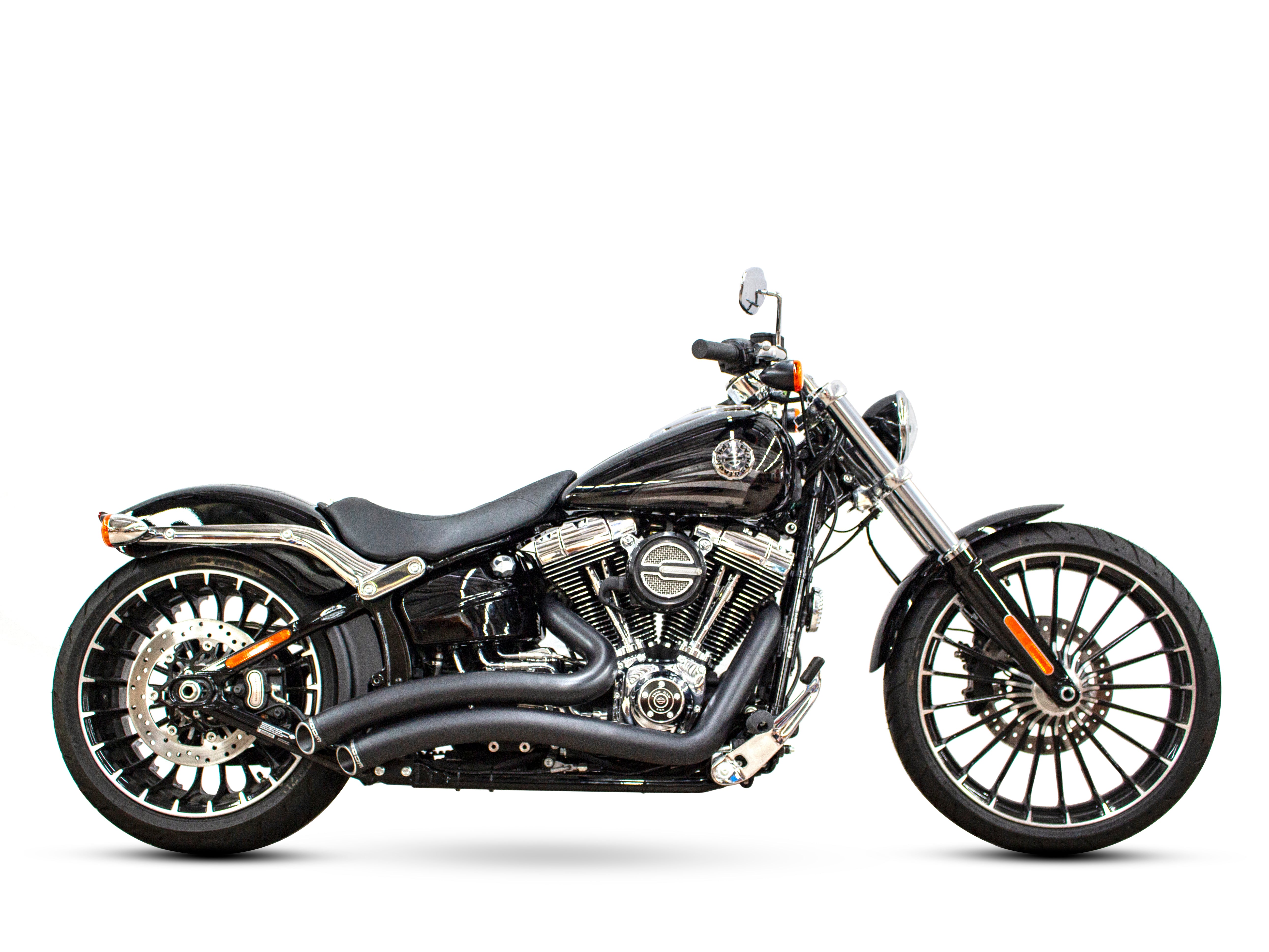 Sharp Curve Radius Exhaust – Black with Black End Caps. Fits Softail B ...