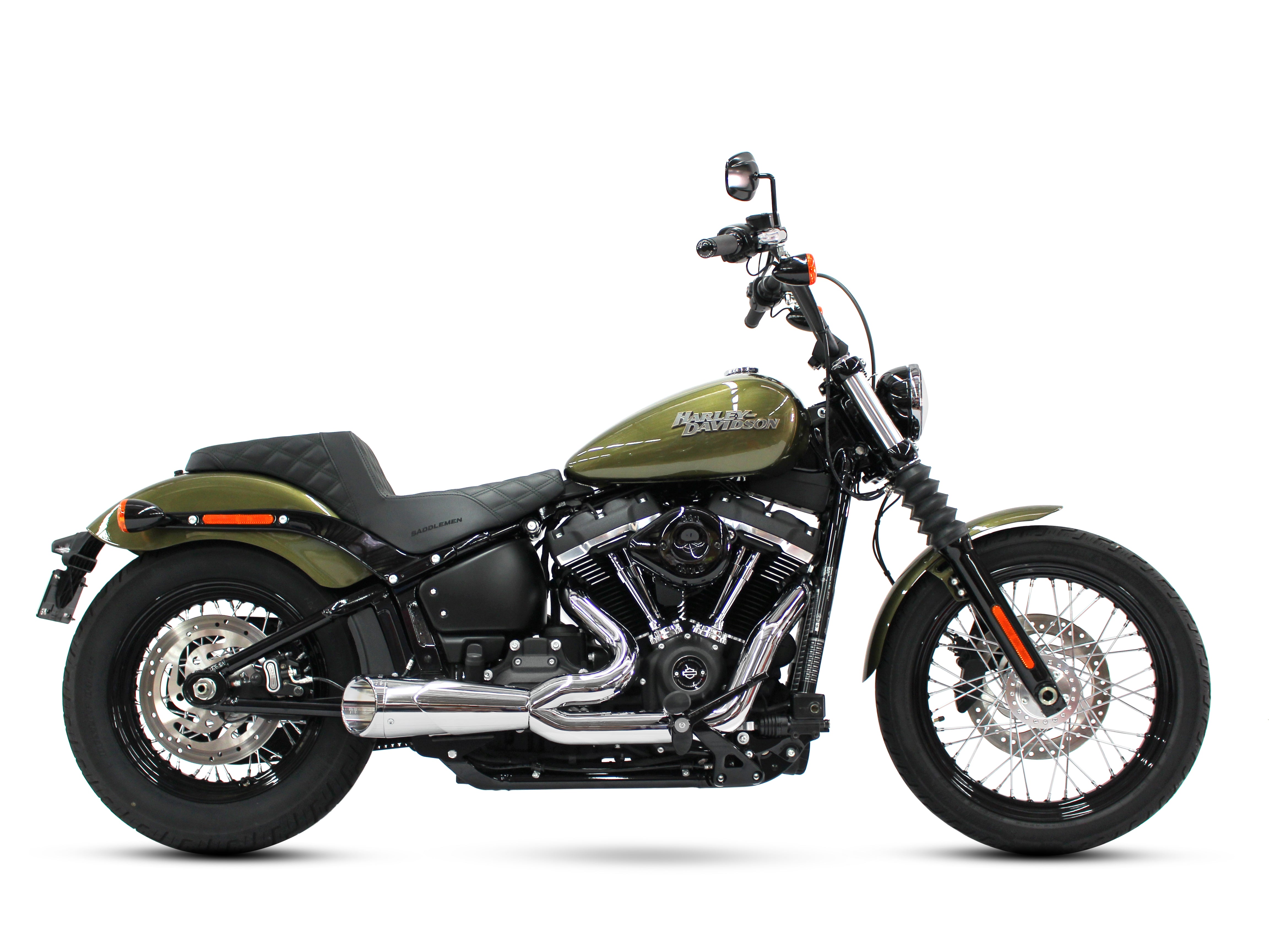 Combat Shorty 2-into-1 Exhaust – Chrome with Chrome End Cap. Fits Soft ...