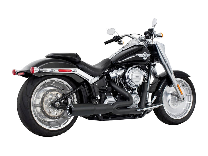 2-into-1 Two Step Exhaust – Black with Black End Cap. Fits Softail Bre ...