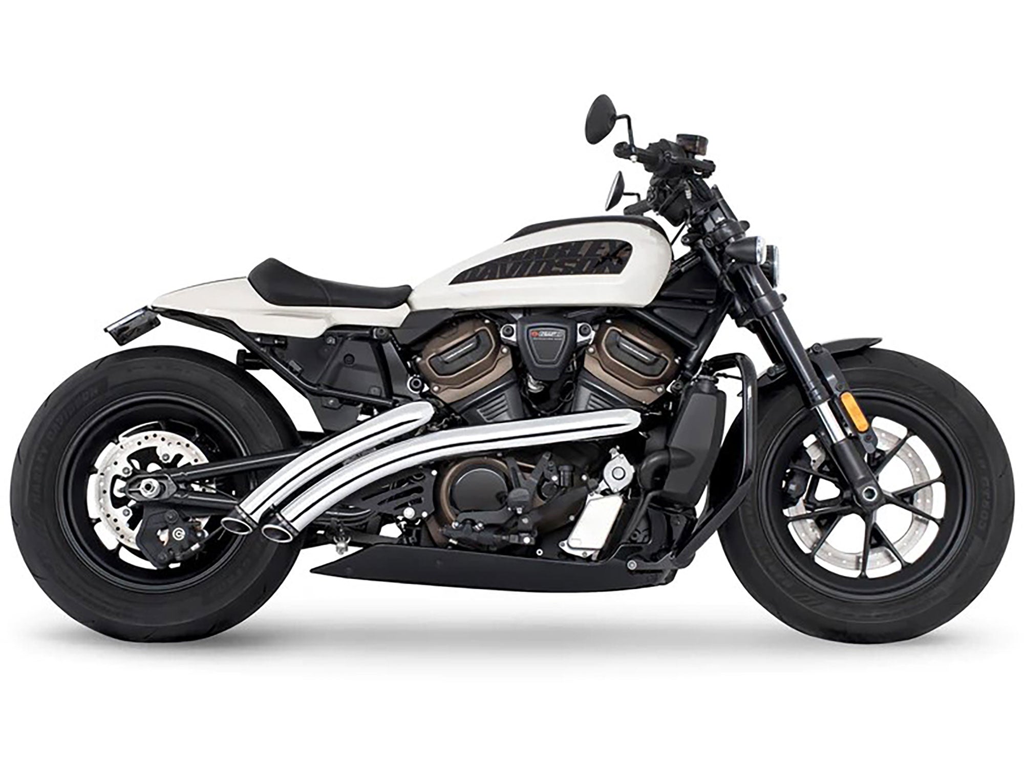 Radical Radius Exhaust – Chrome with Black End Caps. Fits Sportster S ...
