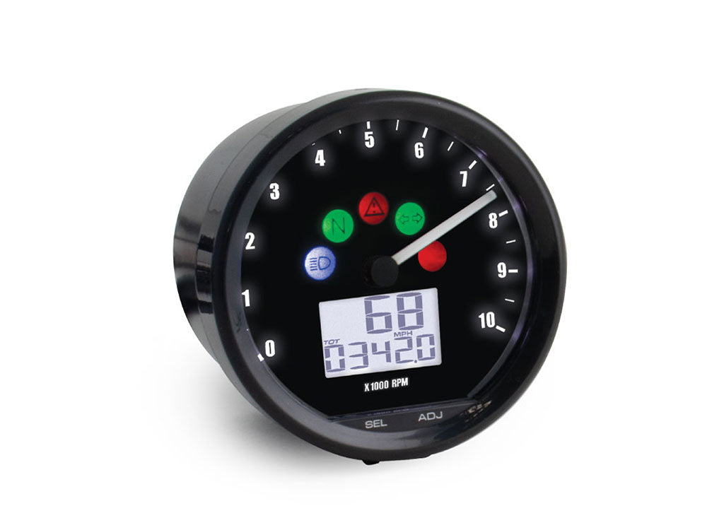 2-1/2in. Vintage Style Digital Speedometer with Tachometer – Black ...